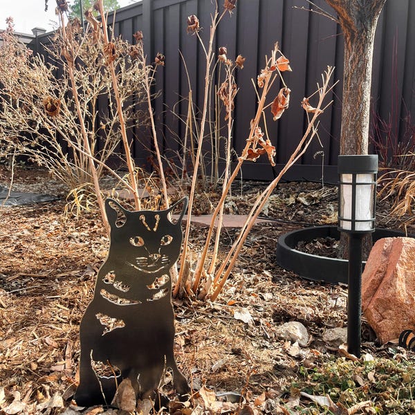 Shorthair Tabby Corten Steel Cat Silhouette | Rust Art | Garden Décor ...