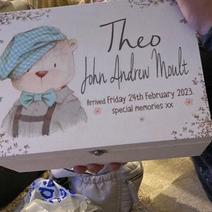 Personalised Wooden Keepsake Box Memory Box Safari Animals Baby Box ...