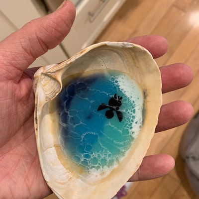 Hand Drawn Turtle or Stingray Ocean Resin Shell Ring Dish Trinket Dish ...