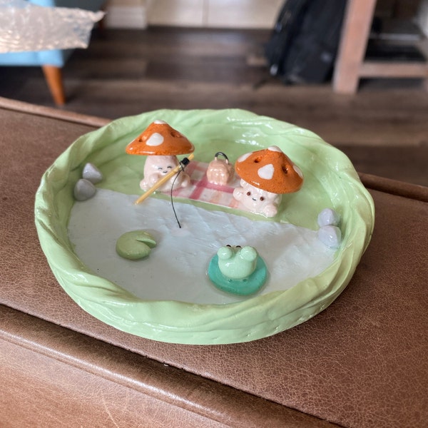 Mushroom Frog Clay Jewelry Dish Cottagecore Fairycore (hand Made) - Etsy