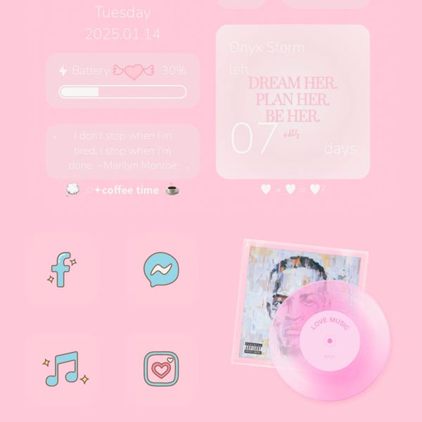 Icon Pack Cute Kawaii Aesthetic - Pink and Purple - Doodle Style Hand ...