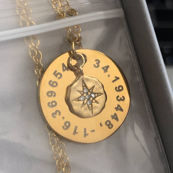 Compass Necklace for Women Coordinate Engraved Necklace Daughter ...