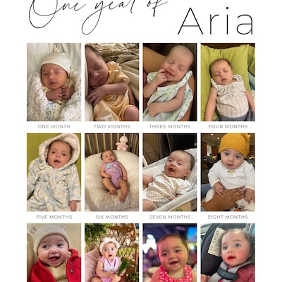 Printable Baby's First Year Poster Template, Modern 1st Birthday Photo ...