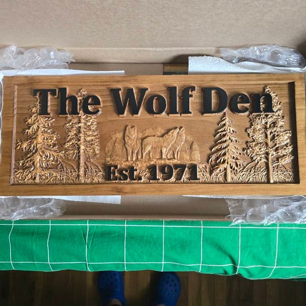 Custom Wolf Gift | Wolf Wall Art | Personalized Wood Wolves Sign ...