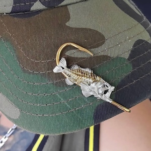 Bass Bone Fish Hookit© Fishing Hat Hook Brim Clip Hat Clip Fishing Gift ...