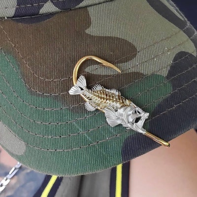 Bass Bone Fish Hookit© Fishing Hat Hook Brim Clip Hat Clip Fishing Gift ...