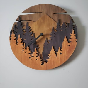 Mountain Wall Clock,wood Mountain Clock,wall Clock Unique,nature Clock ...