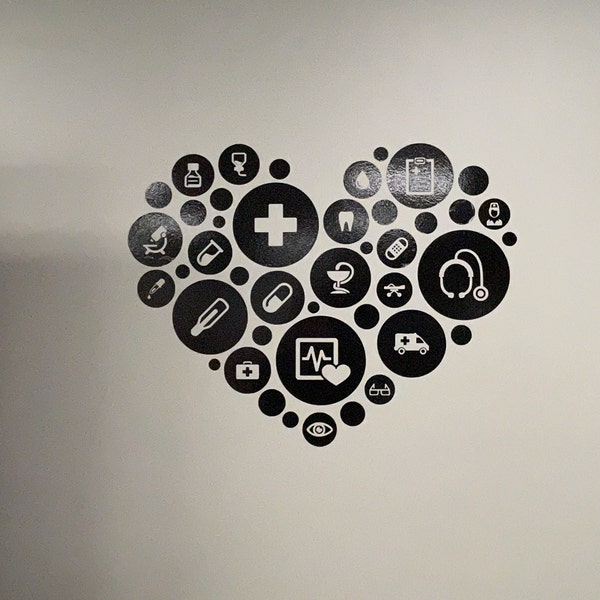 Heart Vinyl Wall Decal Medical Office Hospital Health Care Pharmacy ...