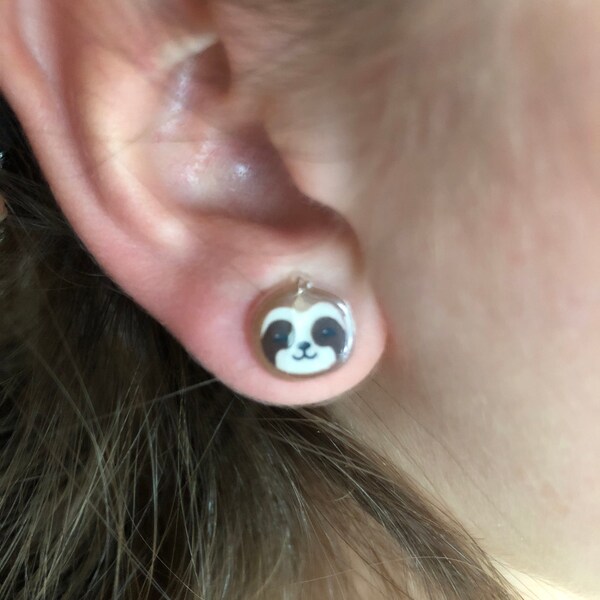 Sloth Earrings // Sloth Emoji Earrings // Sloth Face Earrings // Sloth ...