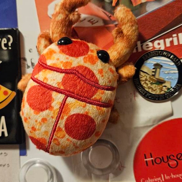 MINI PLUSH Squeaky Minky Food Pepperoni Pizza Stag Beetle Plush ...