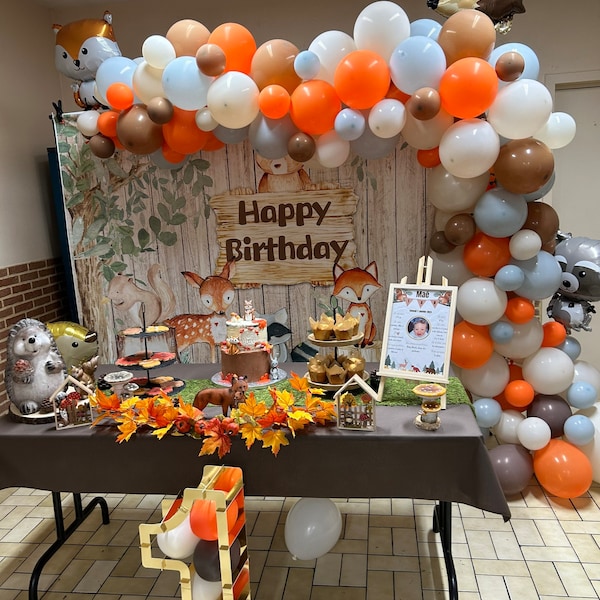 Woodland Animal Balloons Garland Kit Fox Raccoon Squirrel Deer Rabbit ...