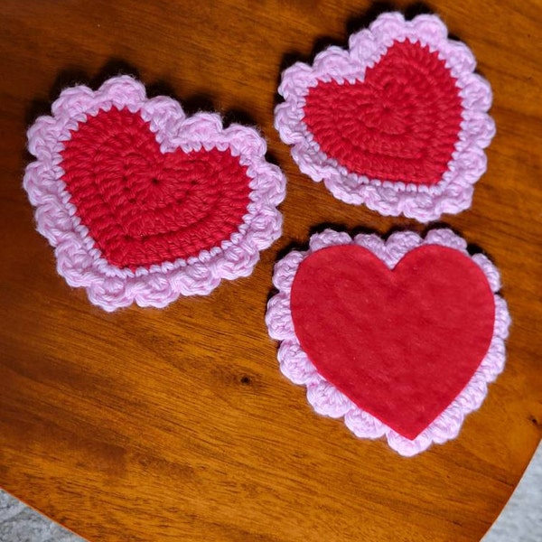 CROCHET PATTERN - Easy Heart Coaster Crochet Pattern Cute Valentine's ...