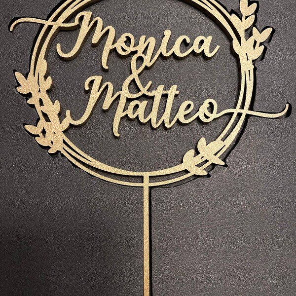 Gold Cake Topper With Names, Personalized Cake Topper, Custom Names ...
