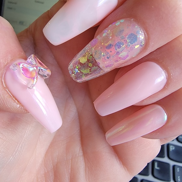 Soft Lace Coquette || Korean Press on Nails || Reusable Nails - Etsy