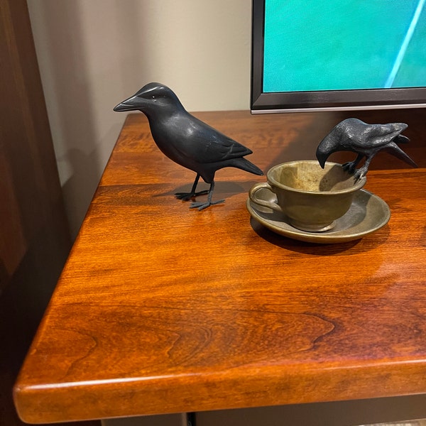 Mini Crow 3.5h Hand Carved Wooden Bird - Etsy Canada