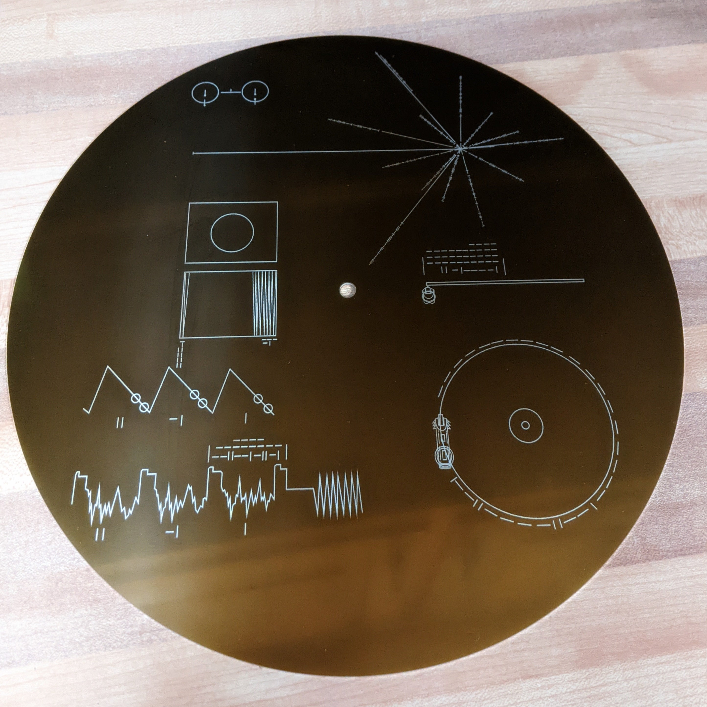 Full size metal replica of NASA Voyager Golden Record cover, laser ...