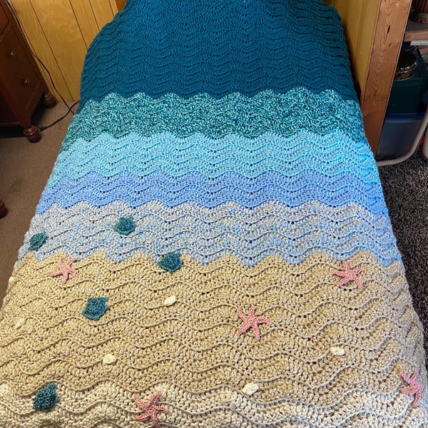 Sea Turtle Crochet Blanket Pattern, Ocean Afghan, Crochet Pattern ...