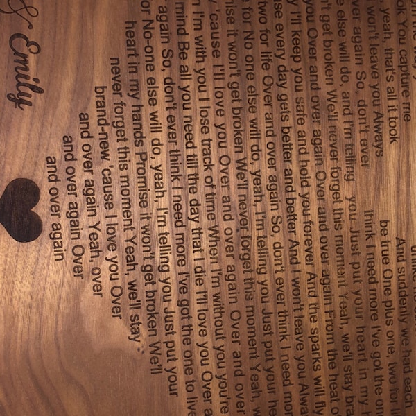 Engraved Wedding Song, First Dance Lyrics, Your Wedding Lyrics Engraved ...