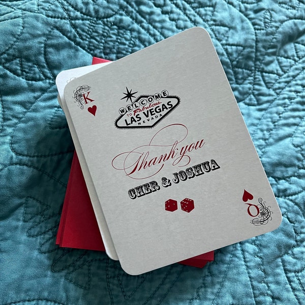 Las Vegas Thank You Card Las Vegas Wedding Personalized Playing Card ...