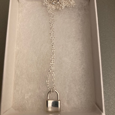 Sterling Silver Padlock Necklace, Tiny Lock Necklace, Dainty Lock ...