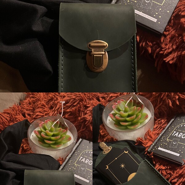 Double Tarot Leather Case, Tarot Box for Two Decks, Custom Tarot Pouch ...