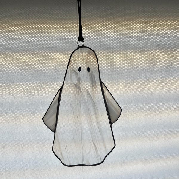 Halloween Ghost Stained Glass Suncatcher, Spooky Window Decor, Handmade ...
