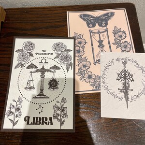 Libra Zodiac Star Sign Dot Work Print the Scales, Astrology Art Print ...