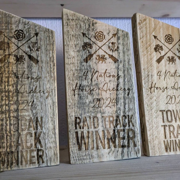 Handmade Rustic Wooden Trophy - Laser Engraved Sports Trophies - Etsy