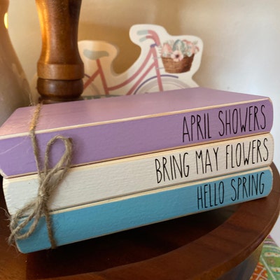 Mini Book Bundle, Book Stack, Spring Books, April Showers, Easter Decor ...