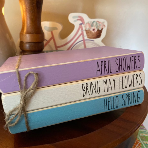 Mini Book Bundle, Book Stack, Spring Books, April Showers, Easter Decor ...