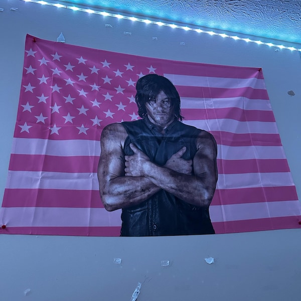 Norman Reedus Pink Wall Tapestry American Flag - Etsy
