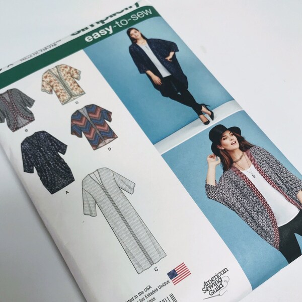 Simplicity 1108 Kimono Style Cardigan Sewing Pattern XXS-XXL S1108 - Etsy