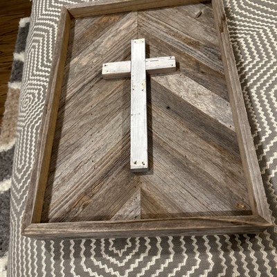 Handcrafted Inlay White Wooden Rustic Cross Decor - Etsy