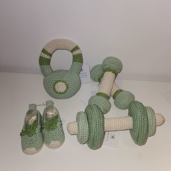 Baby Barbell (set of 5 Pieces) and Headband Digital PDF Crochet Pattern ...