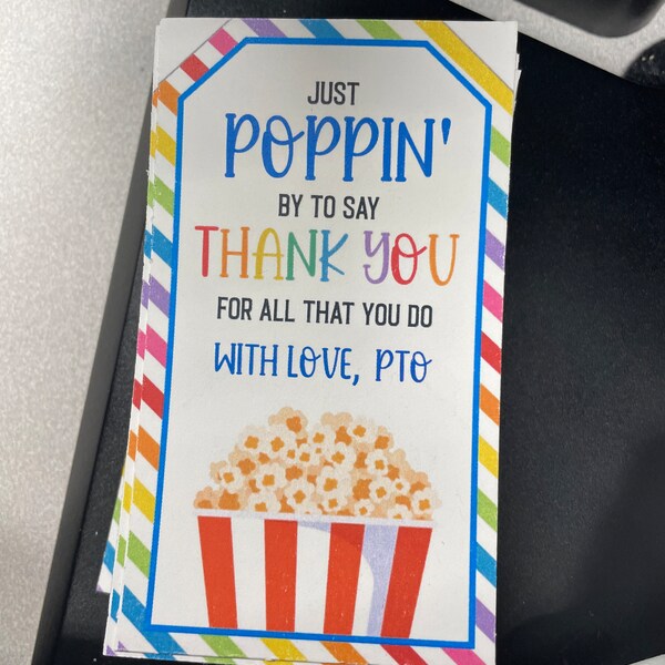 Editable Popcorn Gift Tag, Appreciation Week Gift Tag, Thank You ...