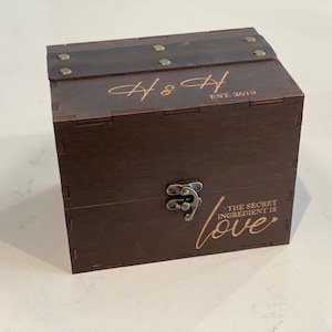 Custom Recipe Box With Cards the Secret Ingredient is Love Wedding Gift ...