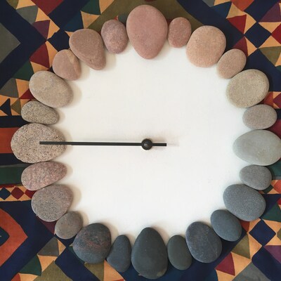 Stone Clock 10, Pebble Art Clock, Stone Mosaic Wall Clock, Beach Theme ...
