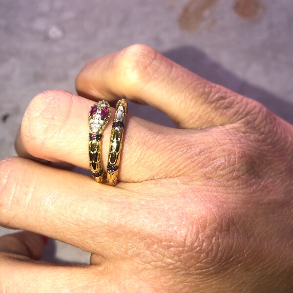 Gold Snake Ring, Purple Snake Ring, Amitest Ring, Purple Stone Ring ...