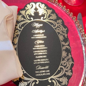 Hexagon Shaped Menu/ Geometric Shape Menus/ White and Gold Menu / Die ...