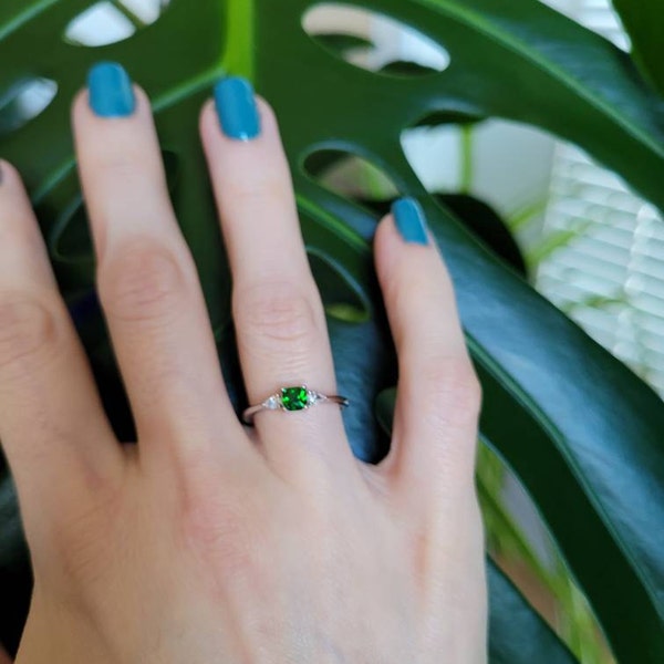 Dainty Emerald Ring, Emerald Stacking Ring, May Birthstone, Minimalist Emerald Ring, Gift for ...