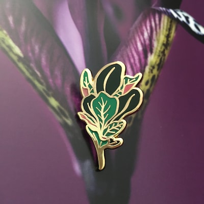 Lush Leaf Enamel Pin gold Hard Enamel Lapel Pin Large Botanical Plant ...