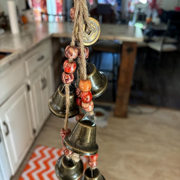 Protection Witch Bells, Doorknob Hanger, Celtic Door Bells, 6 Brass ...