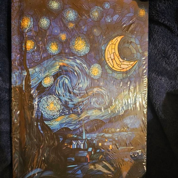 Personalized Van Gogh Style Stained Glass Notebook, Starry Night Design ...