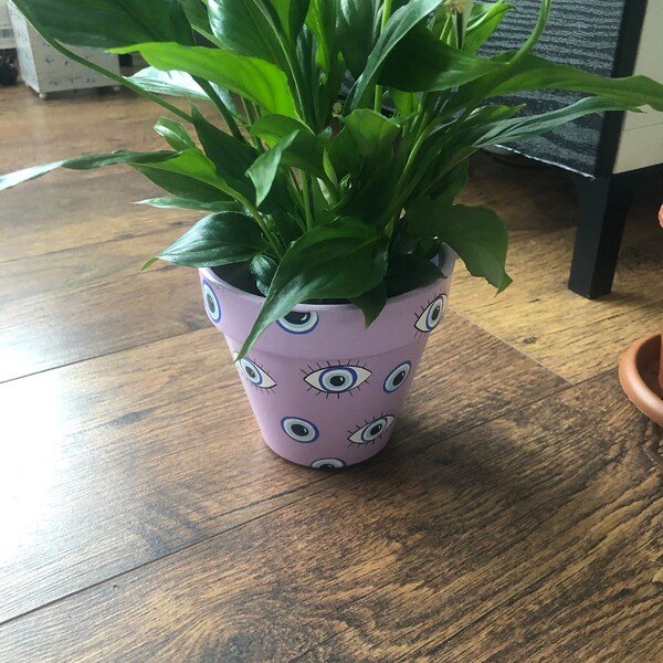 Hand Painted Baby Blue Bumble Bee Indoor Plant Pot, Terracotta Planter ...