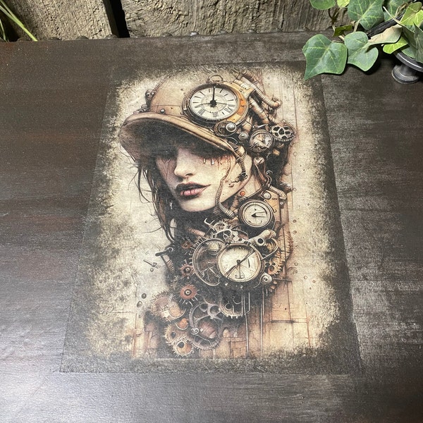 Decorative Rice Paper for Decoupage, Gothic Steampunk Woman ...