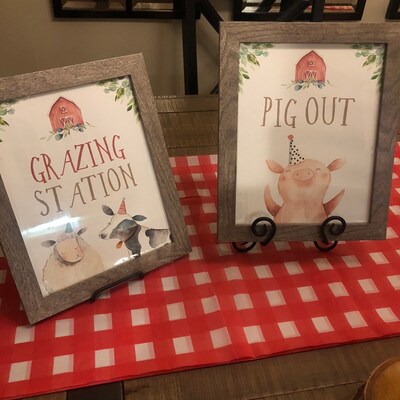 Grazing Station Food Party Sign Farm Birthday Sign Table Decor Barnyard ...