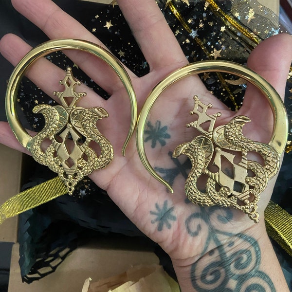 Gold & Silver Ear Weights, 00 Gauge, Earrings, Ear Hangers, Tassel ...