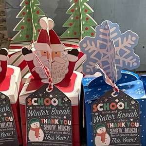 Christmas Gift Tags, School's Out Winter Break Thank You Snow Much ...