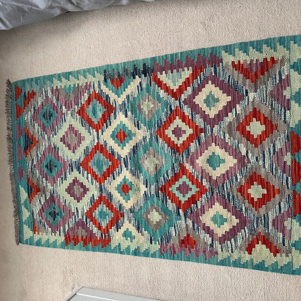 Handmade Kilim Rug, Artisan Afghan Turkish Aztec Natural Wool Kilim Rug ...