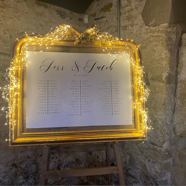 Minimal Calligraphy Wedding Table Plan for Long Tables | Banquet Table ...